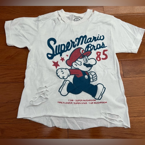 Tops | Nintendo Super Mario Bros Distressed Crop Tee Shirt | Poshmark